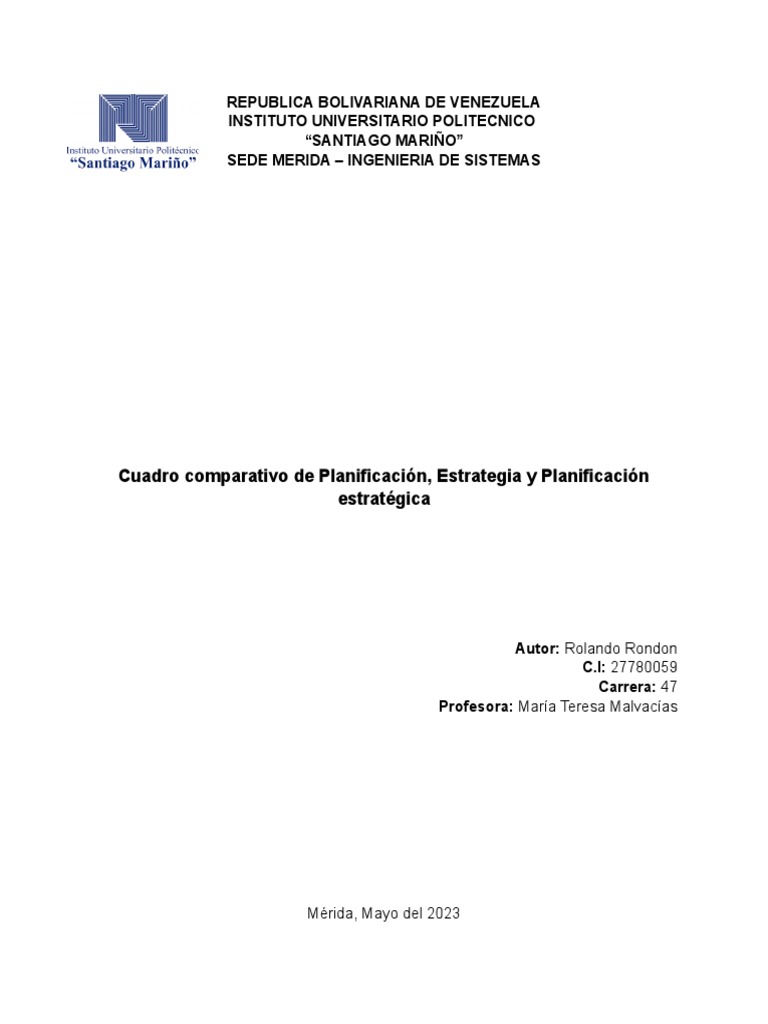 Cuadro Comparativo RolandoRondon | PDF | Planificación | Planificación ...