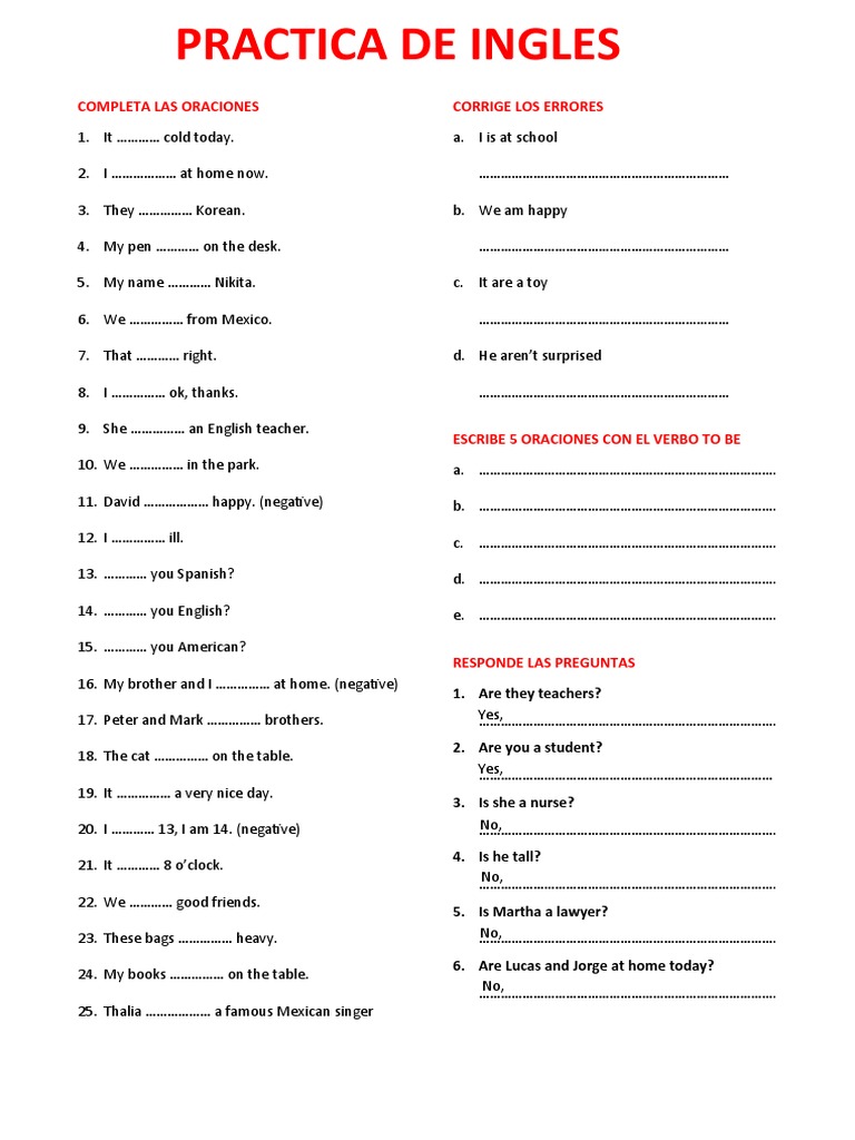 Completa Las Oraciones | PDF