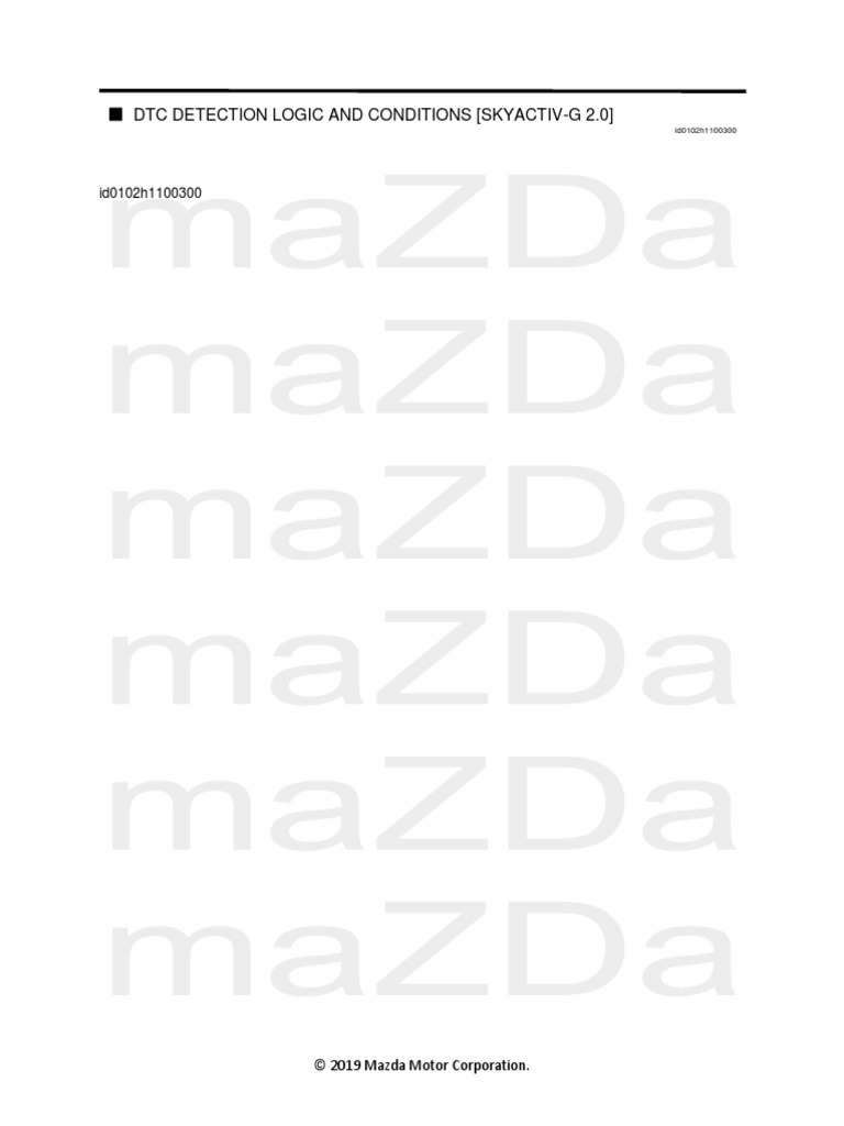 DTC Detection Logic and Conditions (Skyactiv-G 2.0) | PDF | Engines ...