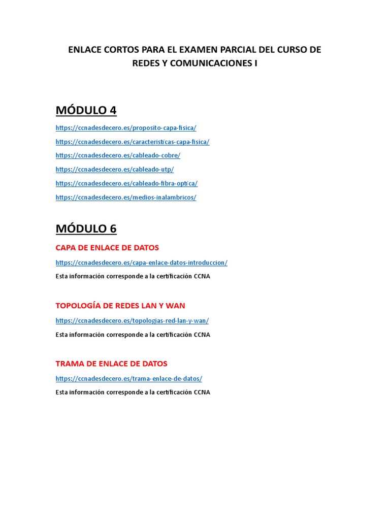 Enlaces para Parcial RyC I | PDF