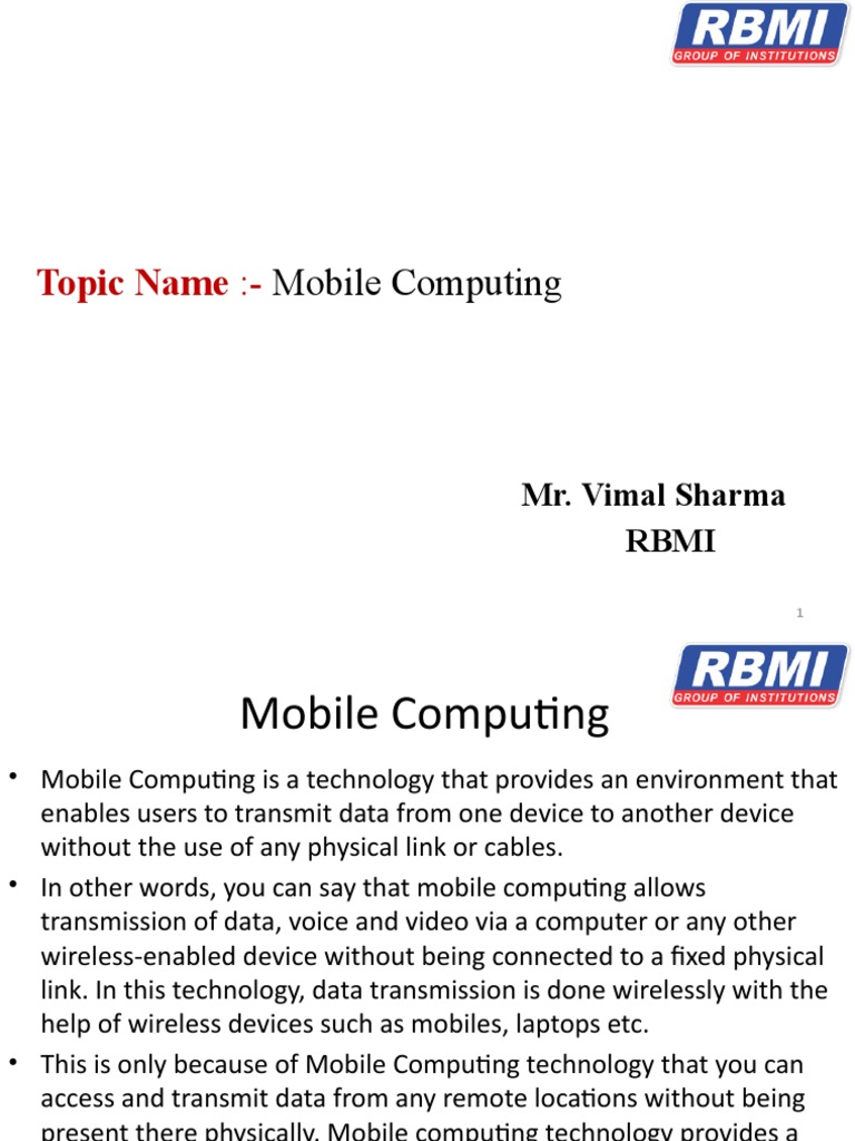 1 Mobile Computing Introduction Pdf Mobile Device Mobile Computing 8001