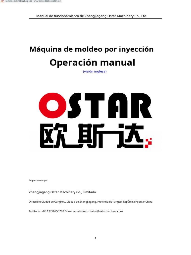 Machine Operation Manual New (1) .En - Es - ESPAÑOL | PDF | Tornillo ...
