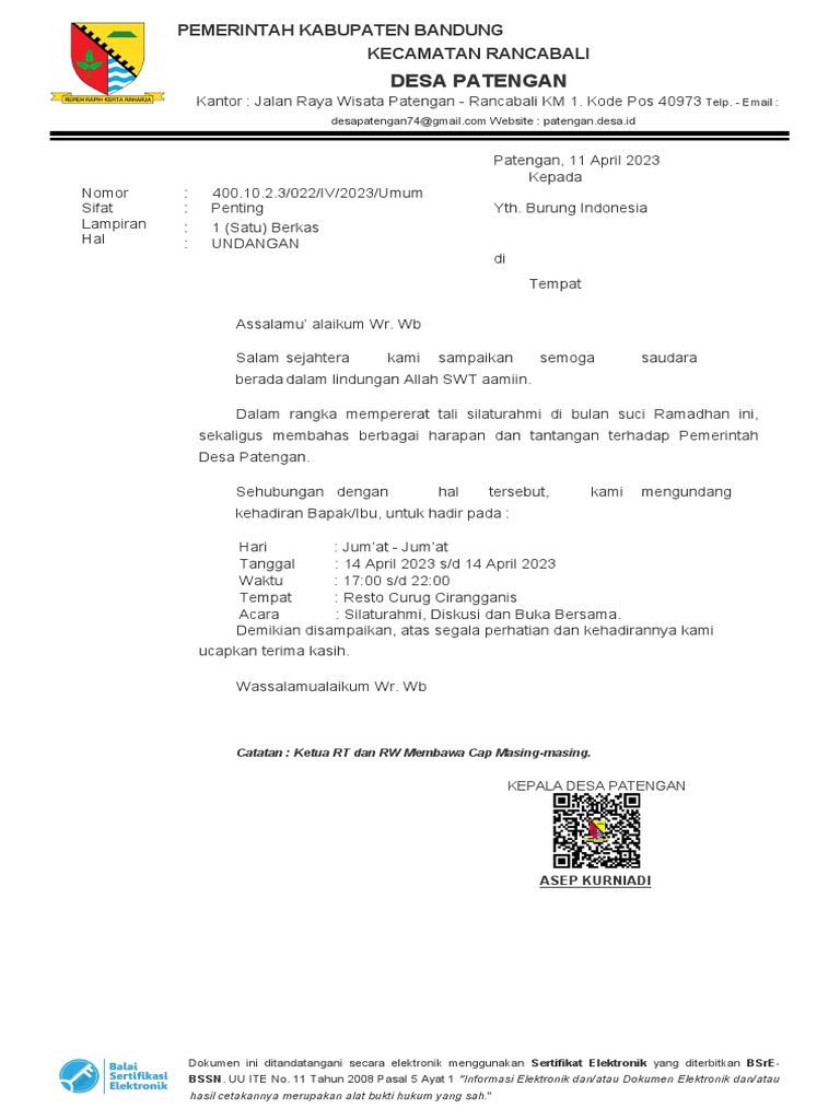 Undangan Bukber Tim Burung | PDF