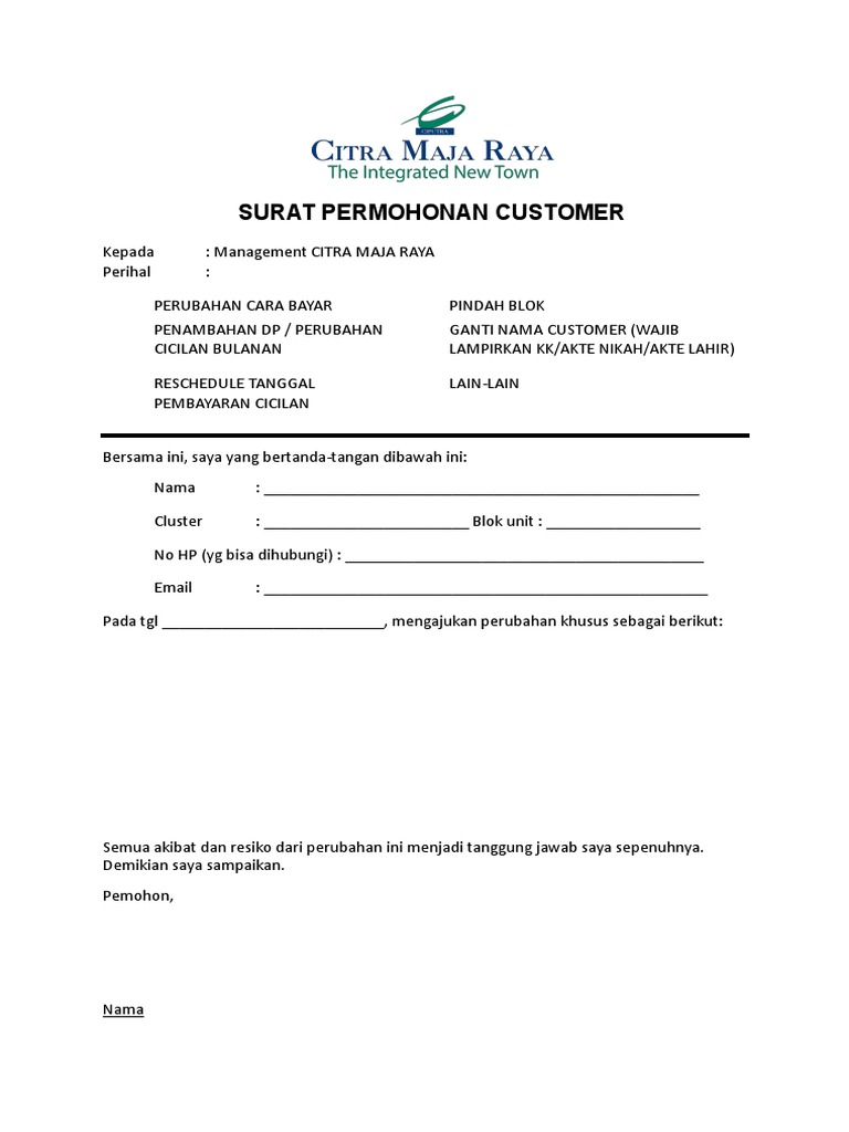 Form Permohonan Customer CMR | PDF