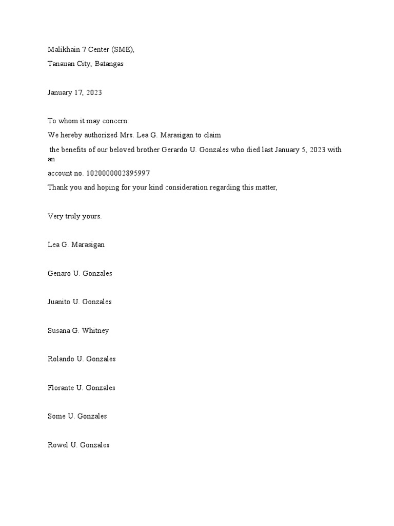 Authorization Letter | PDF