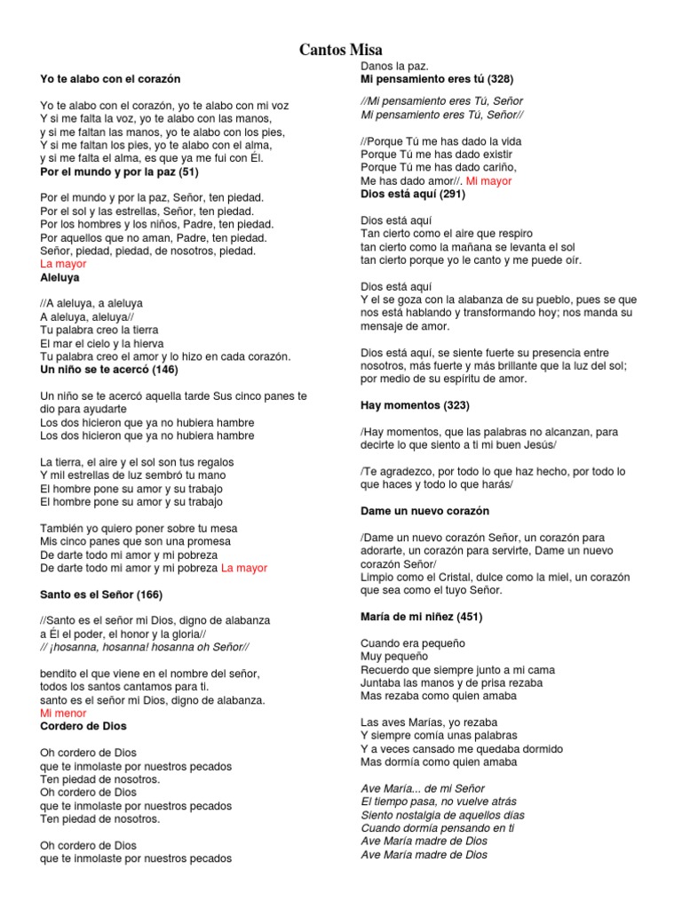 Cantos Coro Misa | PDF | Amor | Misa (liturgia)