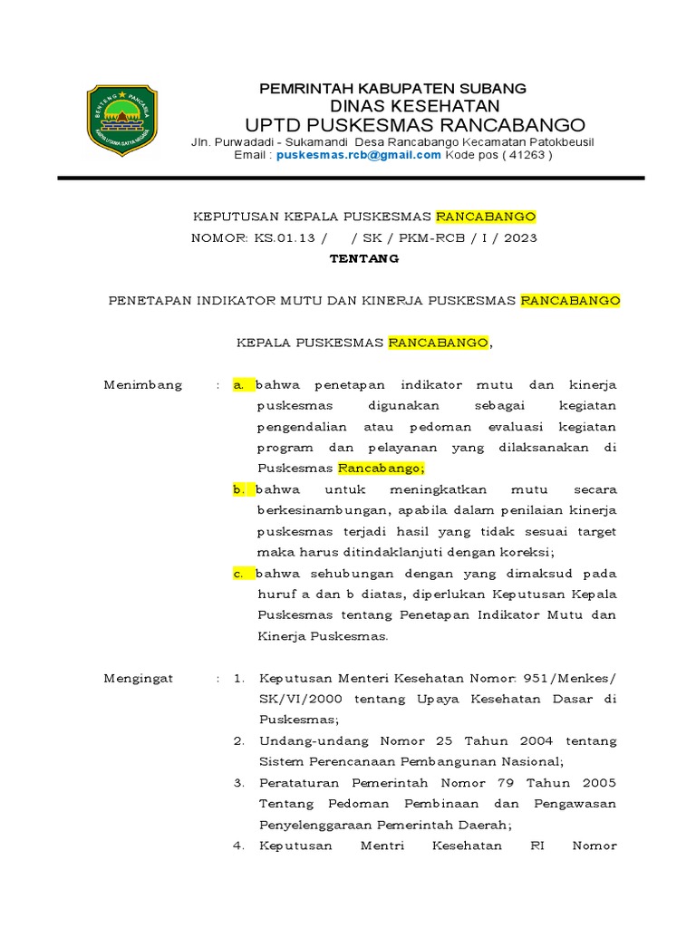 1511 SK Indikator Kinerja, Mutu, Ppi, KP | PDF