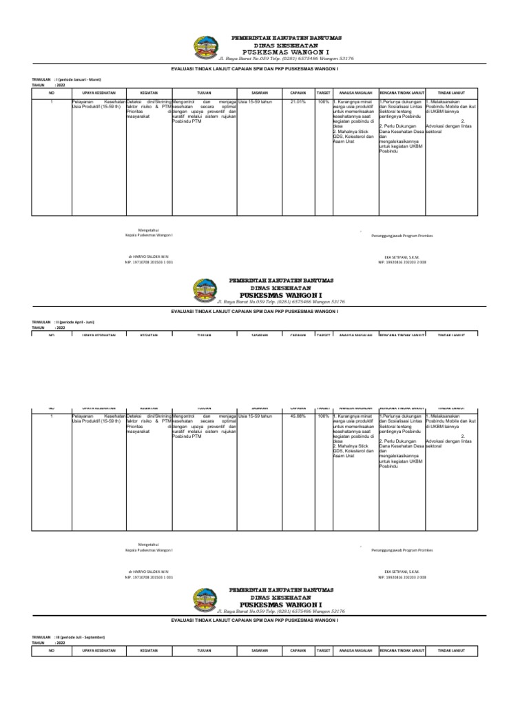 MONEV TRIWULAN DAN LAPORAN BULANAN PROMKES 2022 | PDF