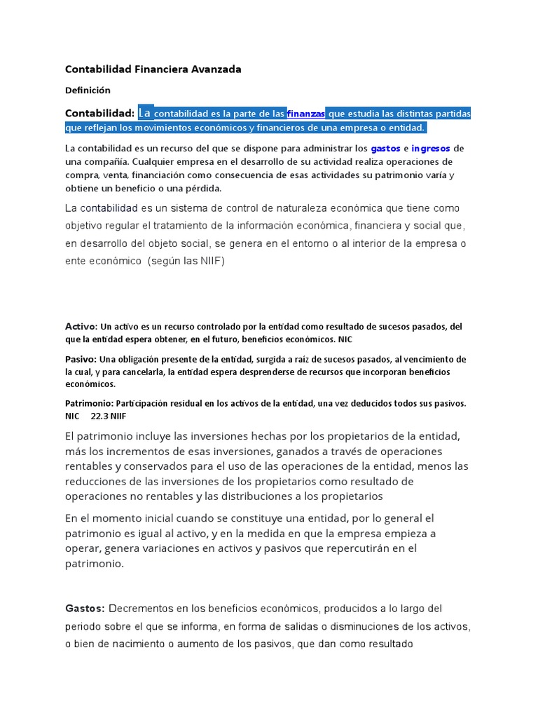 Contabilidad Financiera Avanzada | PDF | Contabilidad | Estado financiero