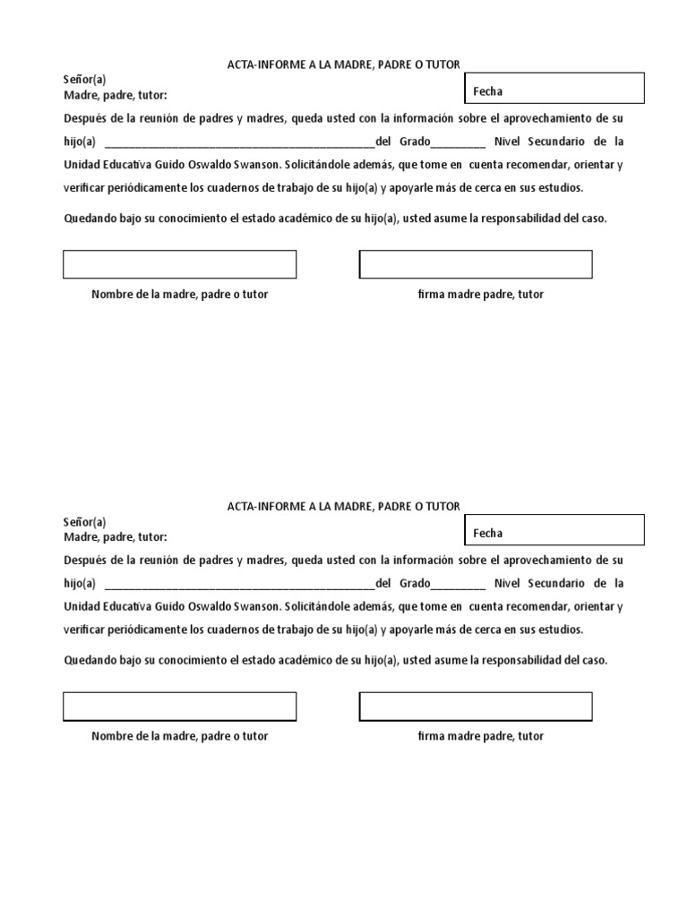 Informe Acta Padre de Familia | PDF