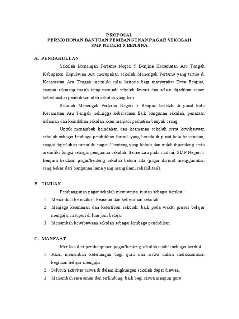Isi Proposal Pagar Sekolah | PDF