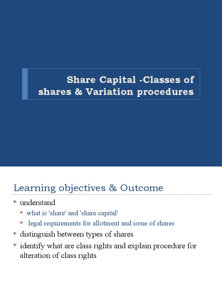 Share Capital - Classes of Shares Variation 2 | PDF | Preferred Stock ...