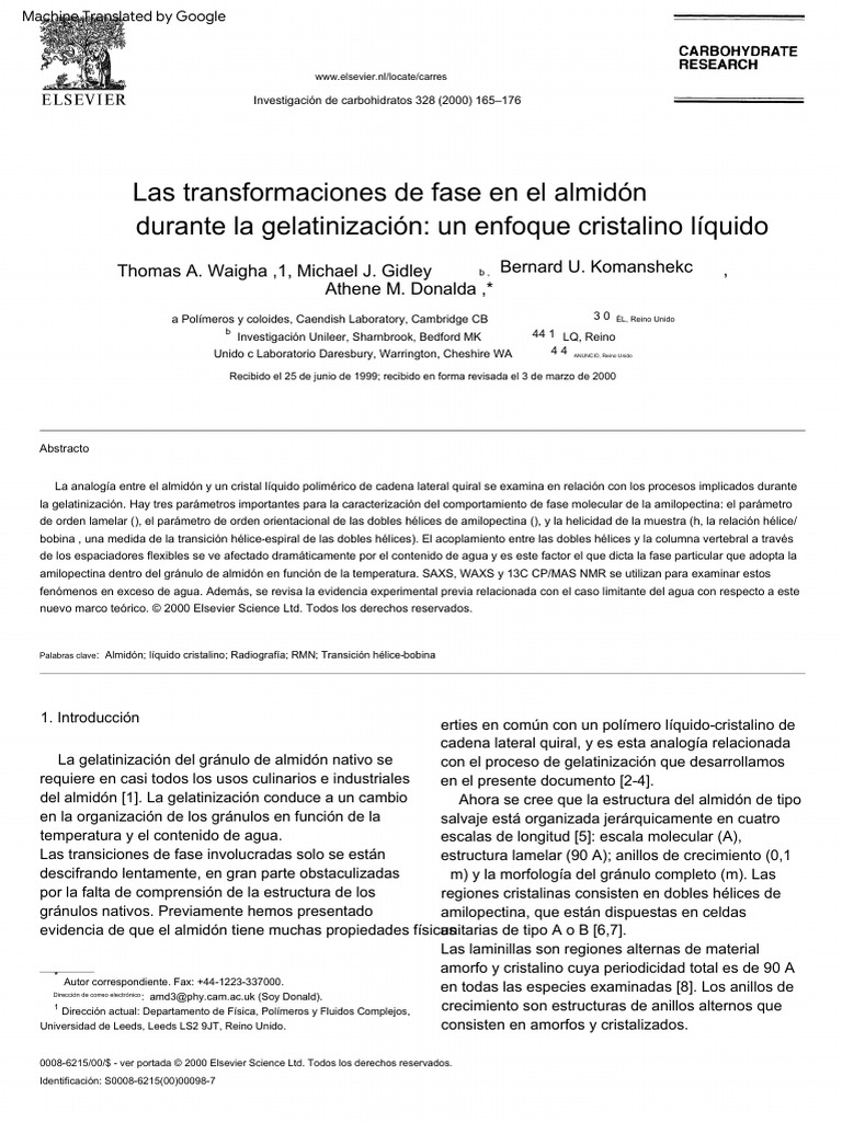 Lectura 4 Almidon y Su Estructura | PDF | Almidón | Calorimetría ...