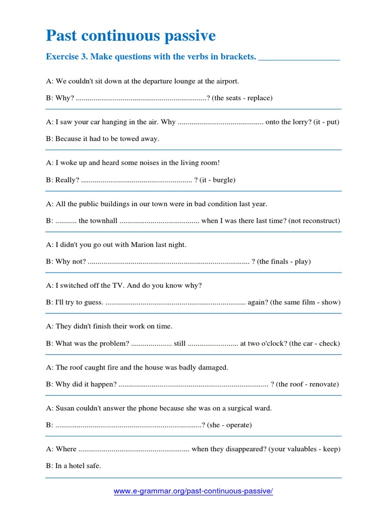 Past Continuous Passive Exercise 3 | PDF