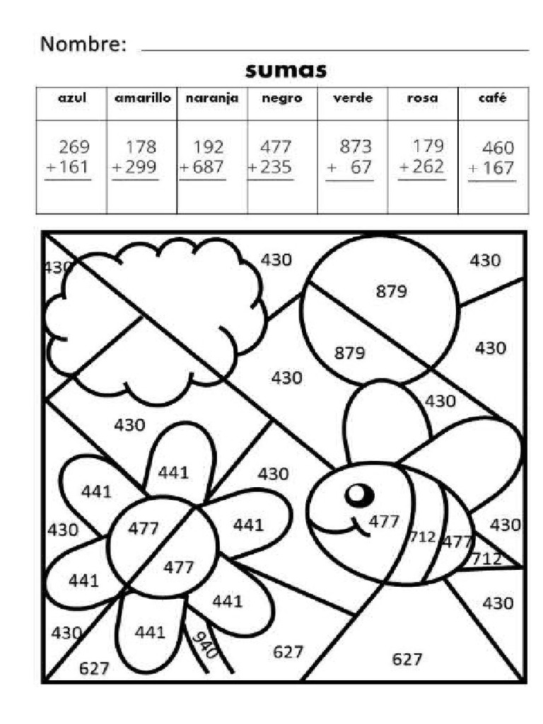 Sumas para Colorear | PDF