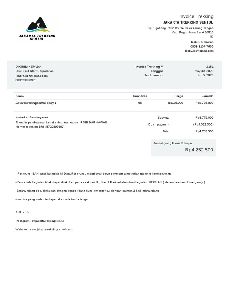 Invoice Trekking#2151 | PDF