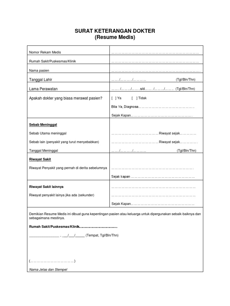 Form Resume Medis Pdf