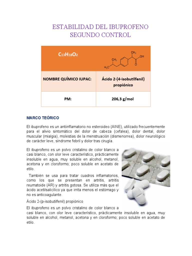Marcoteorico Ibuprofeno | PDF | Droga anti-inflamatoria libre de esteroides | Medicamentos con ...