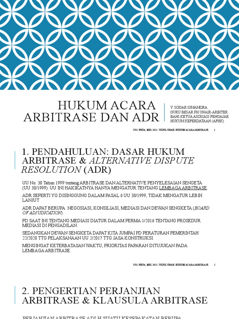 Hukum Acara Arbitrase | PDF