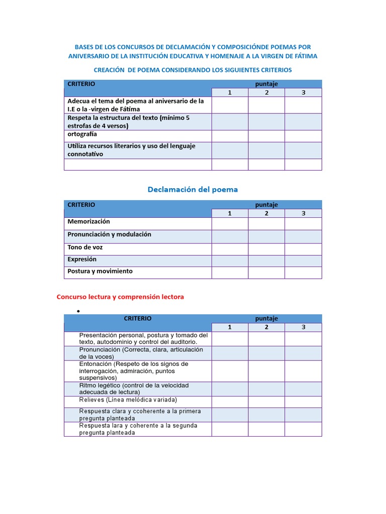 Criterios de Evaluación de Concursos | PDF