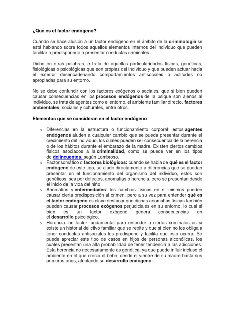Qué es el factor endógeno y Exogeno | PDF | Comportamiento | Sicología