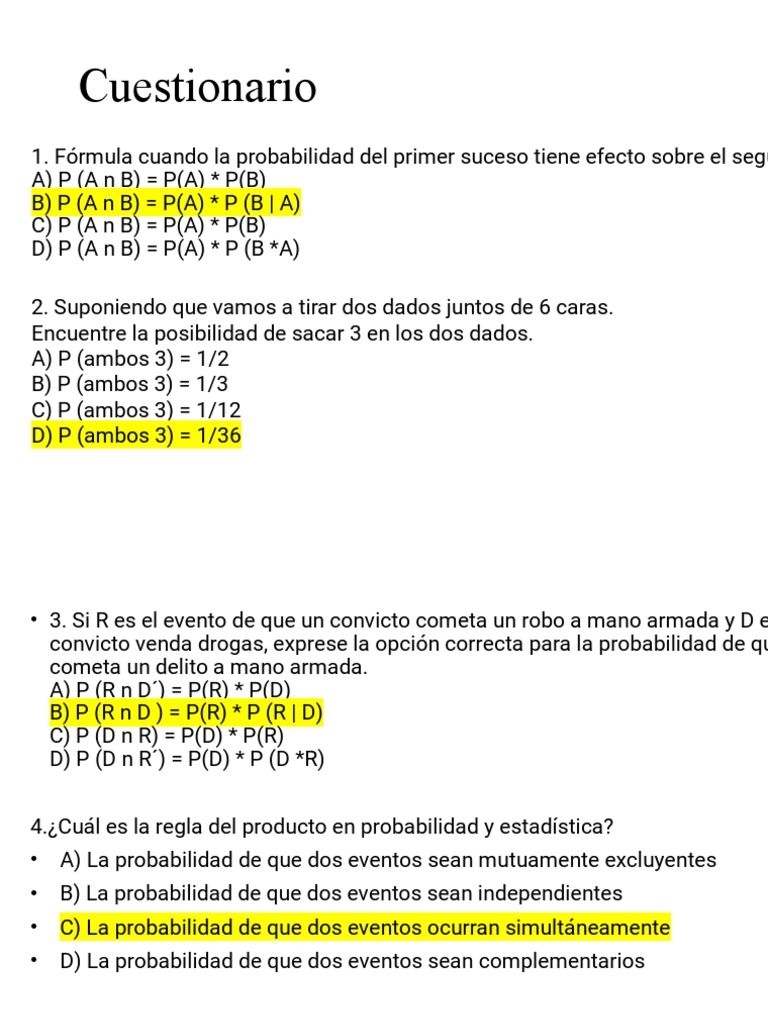 Estadistica Preguntas Cuestionario | PDF