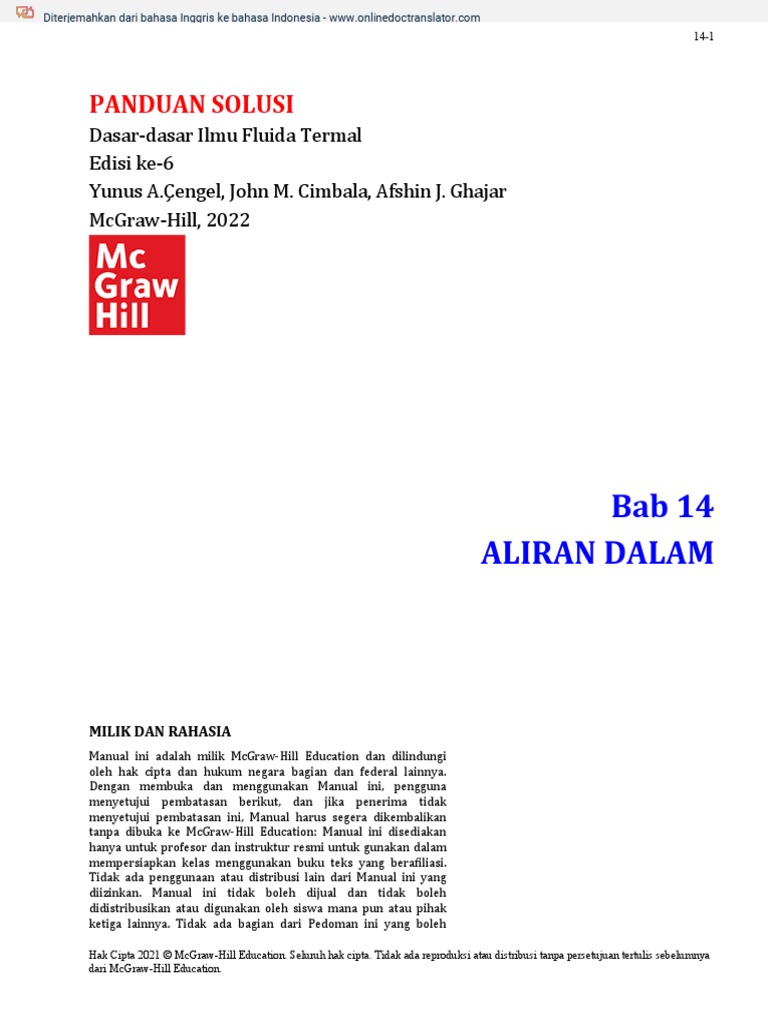 Cengel FTFS 6e ISM CH 14.en - Id | PDF