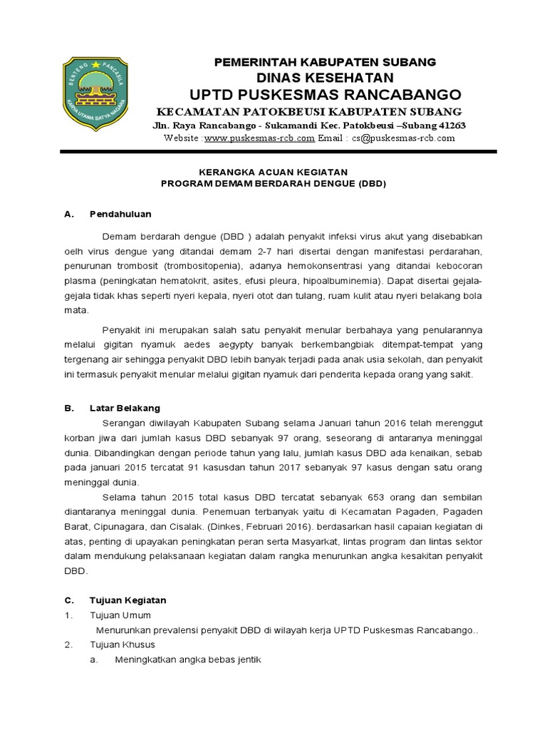 Kerangka Acuan DBD 1 | PDF