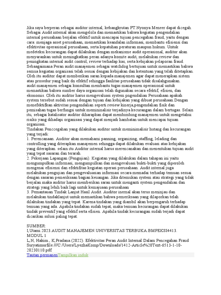 Diskusi Audit Manajemen 1 | PDF
