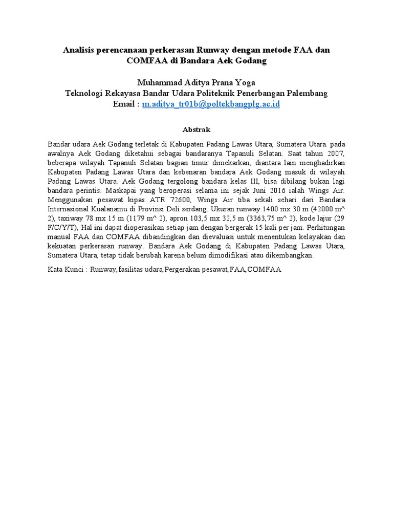 TR01B - MUHAMMAD ADITYA PRANA YOGA - Analisis Perencanaan Perkerasan Runway Dengan Metode FAA ...