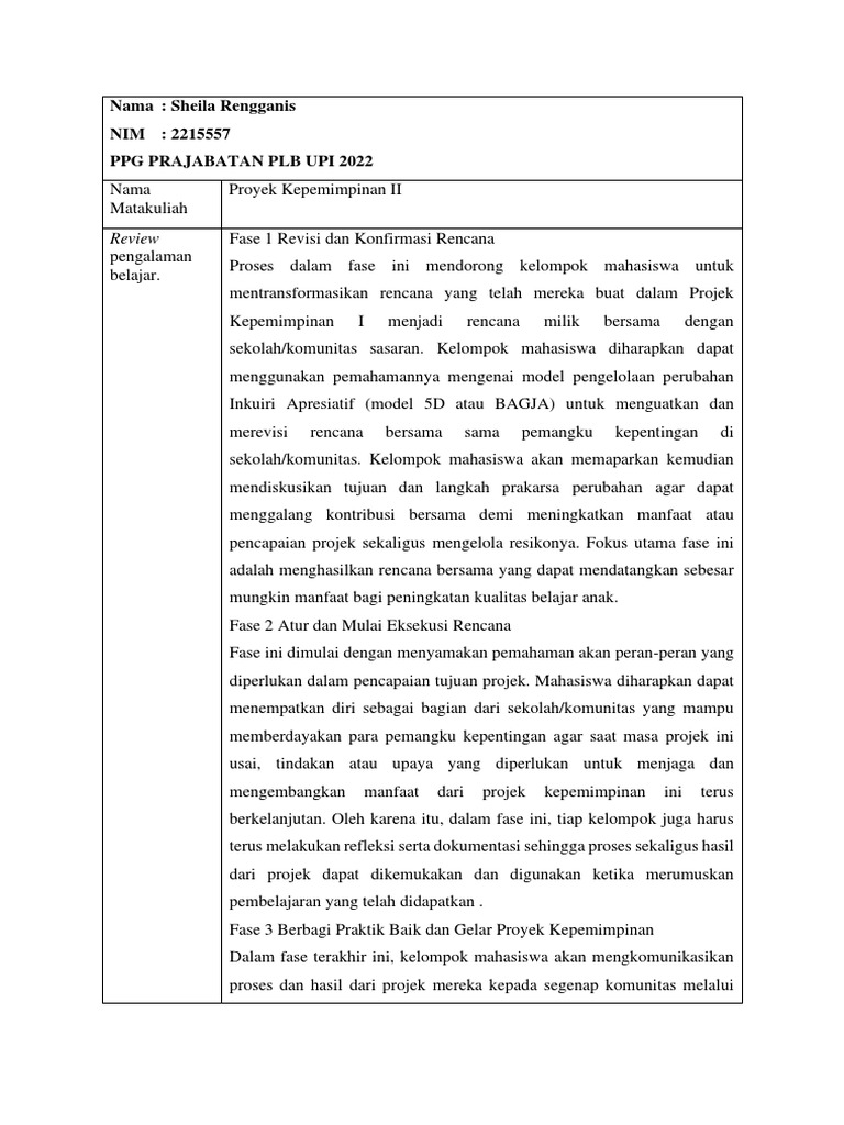 Proyek Kepemimpinan II: Transformasi dan Eksekusi | PDF