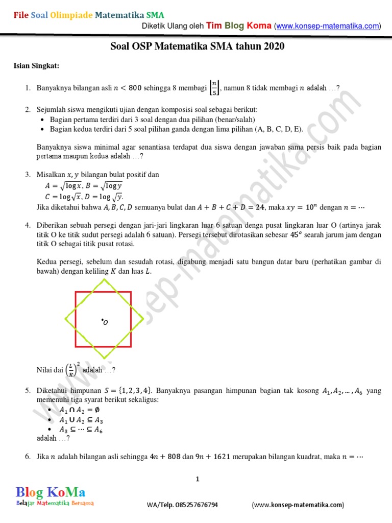 2020 Soal Osp Matik SMA | PDF