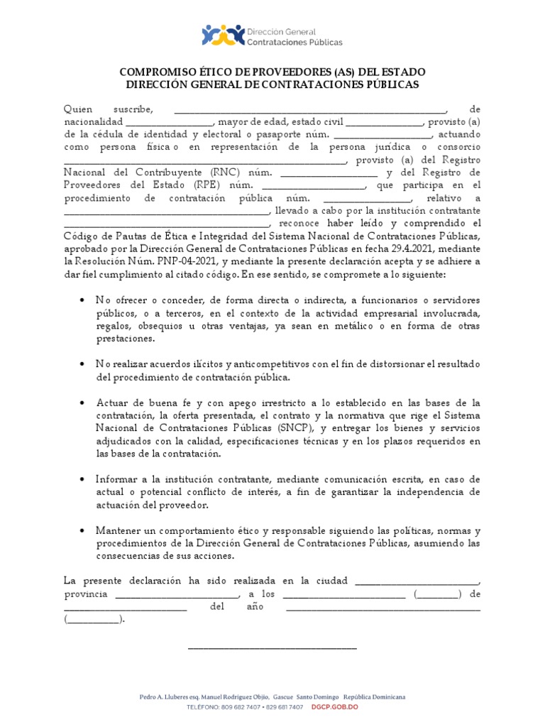 Compromiso Etico de Proveedores | PDF