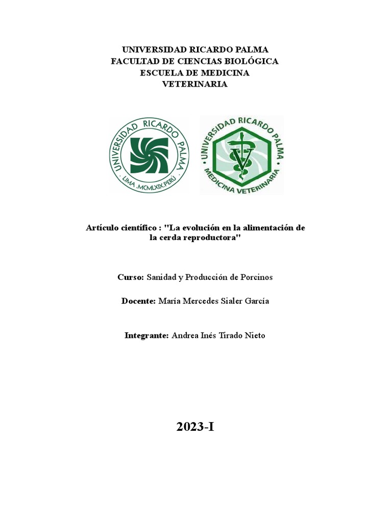 Articulo Cientifico - Evolución en La Alimentación de La Cerda ...