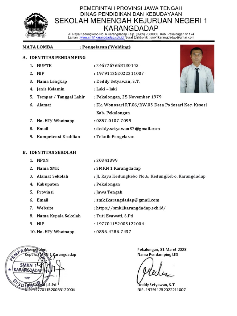 Biodata Pendamping 2023 | PDF