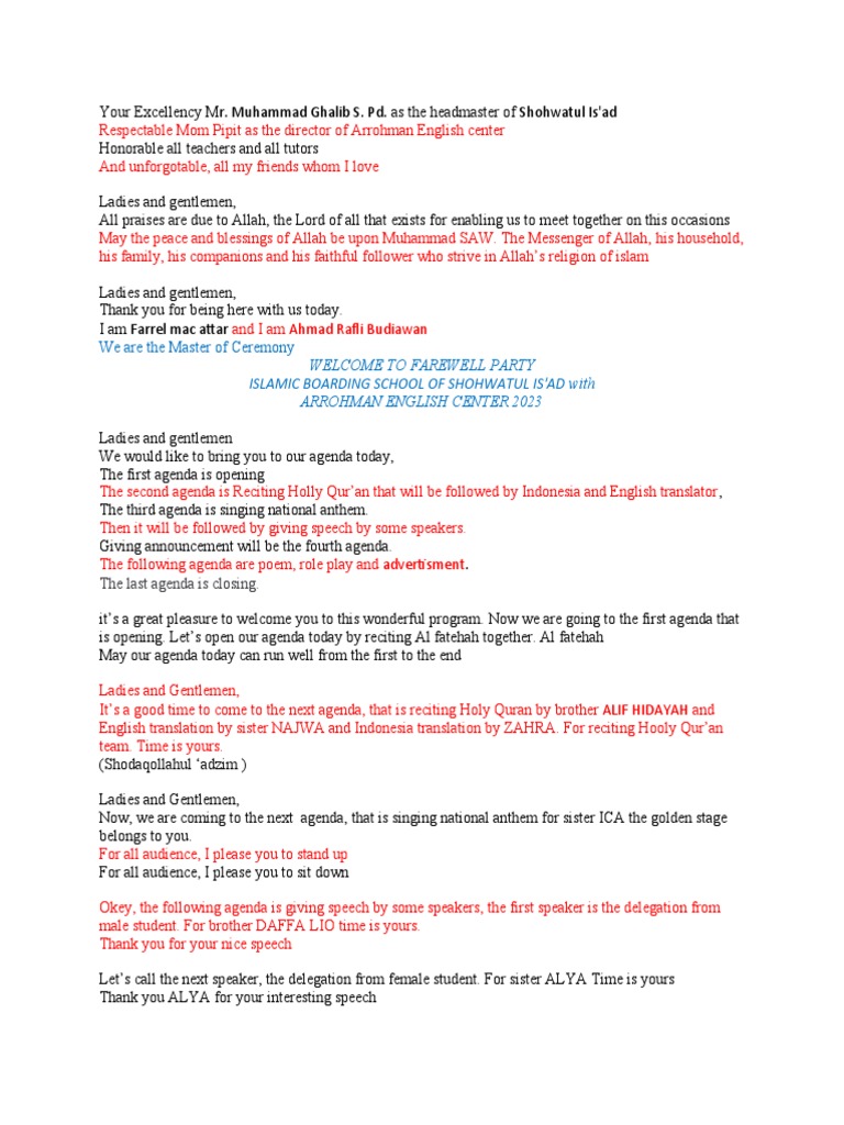 MC Farewell Party | PDF