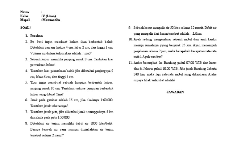 Matematika Kelas V | PDF | Griya & Taman