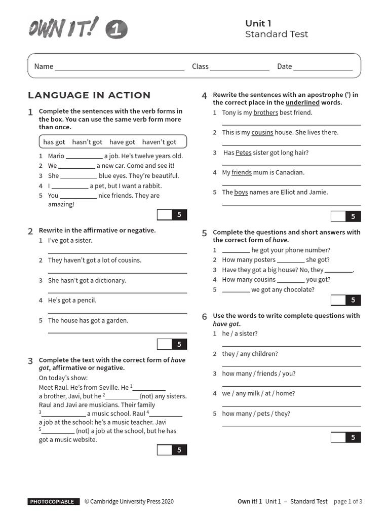 Unit1 Standard Test Without Answers | PDF
