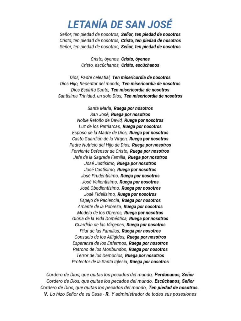 Oraciones y Letanías A San José | PDF | San José | Jesús