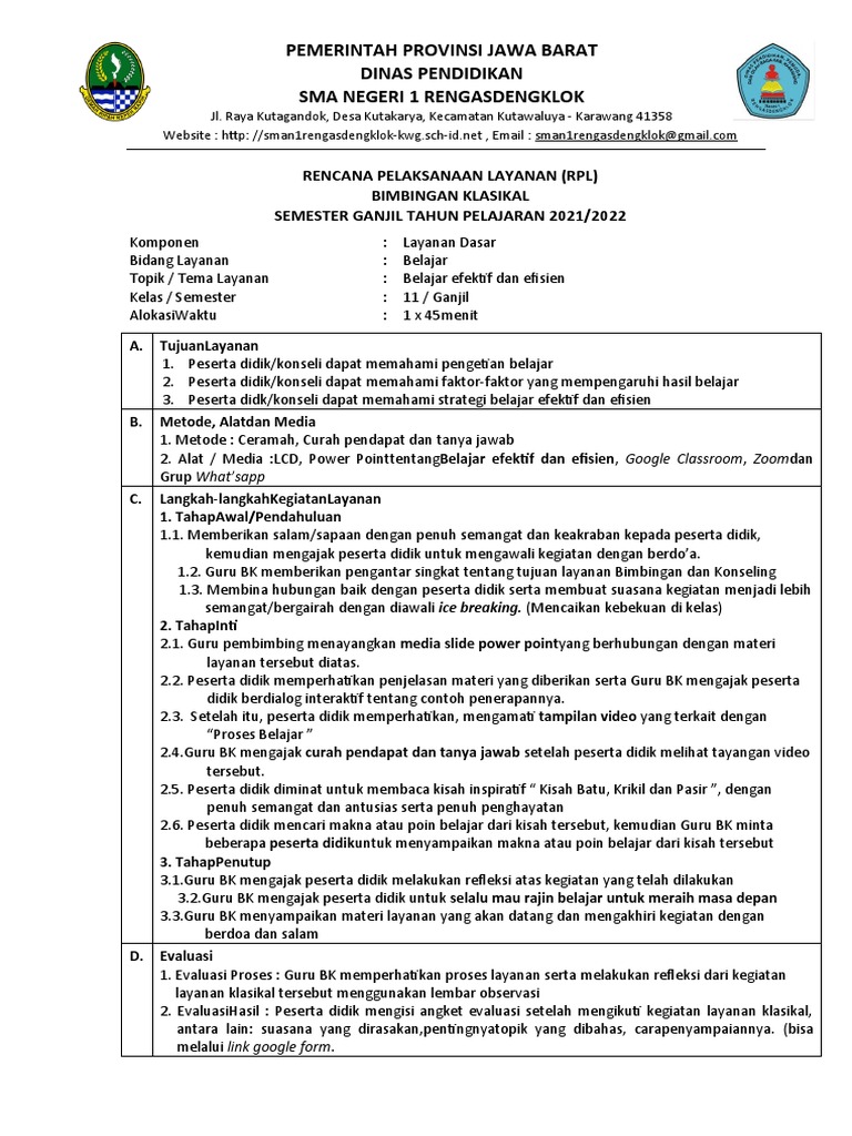 RPL Dan Materi BK - Belajar Yang Efektif, Efisien Dan Menyenangkan | PDF