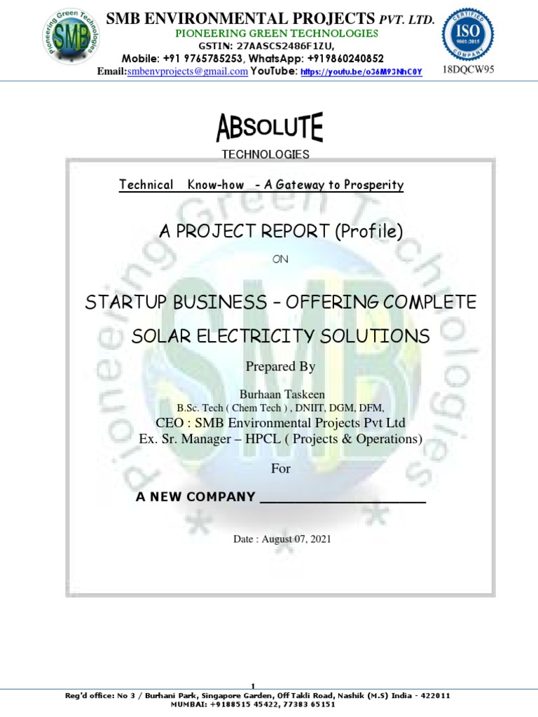 Solar Business - Profile-070821 | PDF | Photovoltaics | Solar Energy
