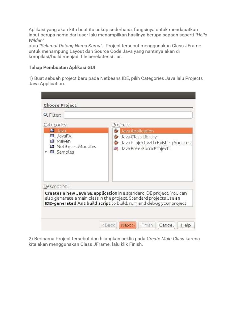 Cara Membuat GUI Pada NetBeans | PDF