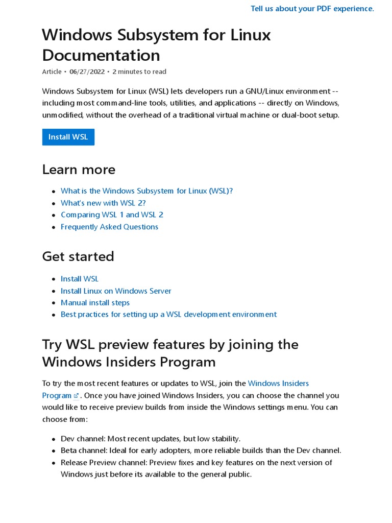 Windows WSL | PDF | Linux Distribution | Microsoft Windows