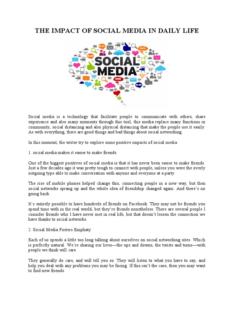 The Impact of Social Media in Daily Lifes | PDF | Social Media ...