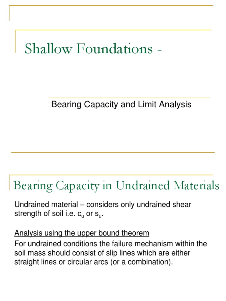 Shallow Foundations - : Bearing Capacity and Limit Analysis | PDF | Physical Sciences | Applied ...