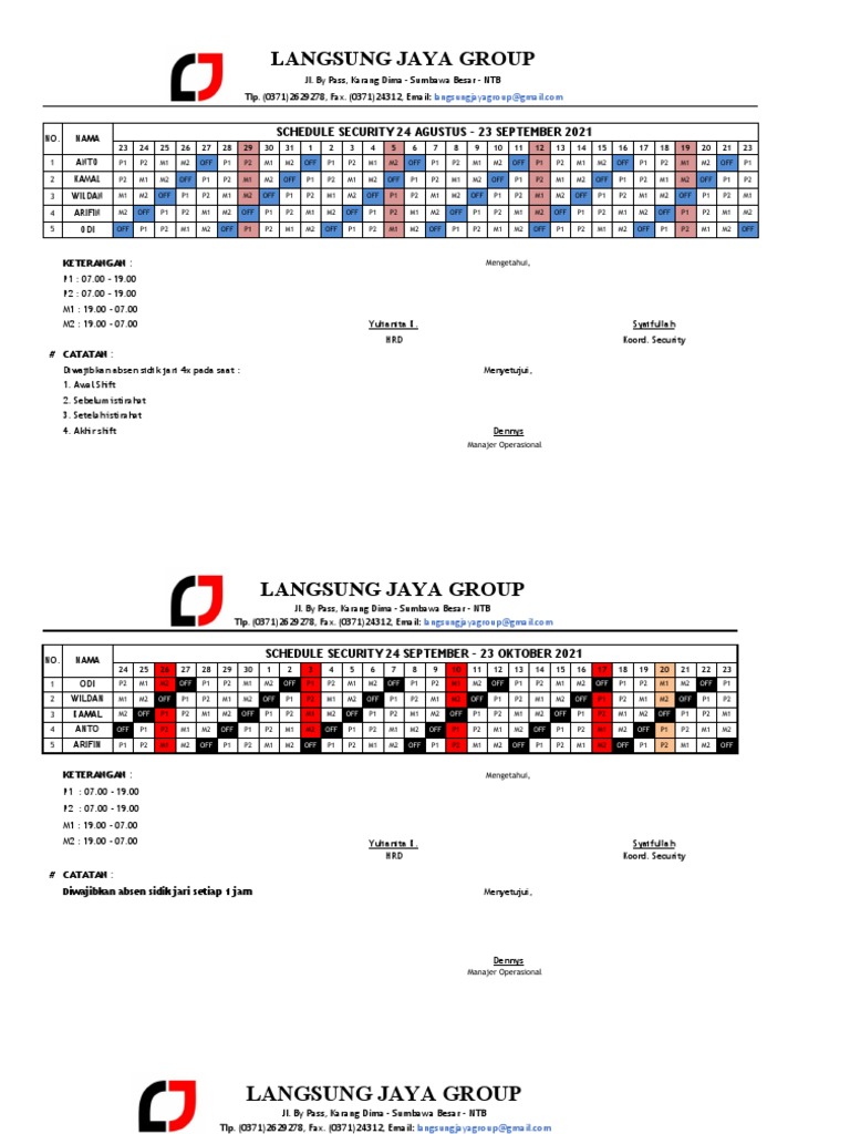 Jadwal Security | PDF