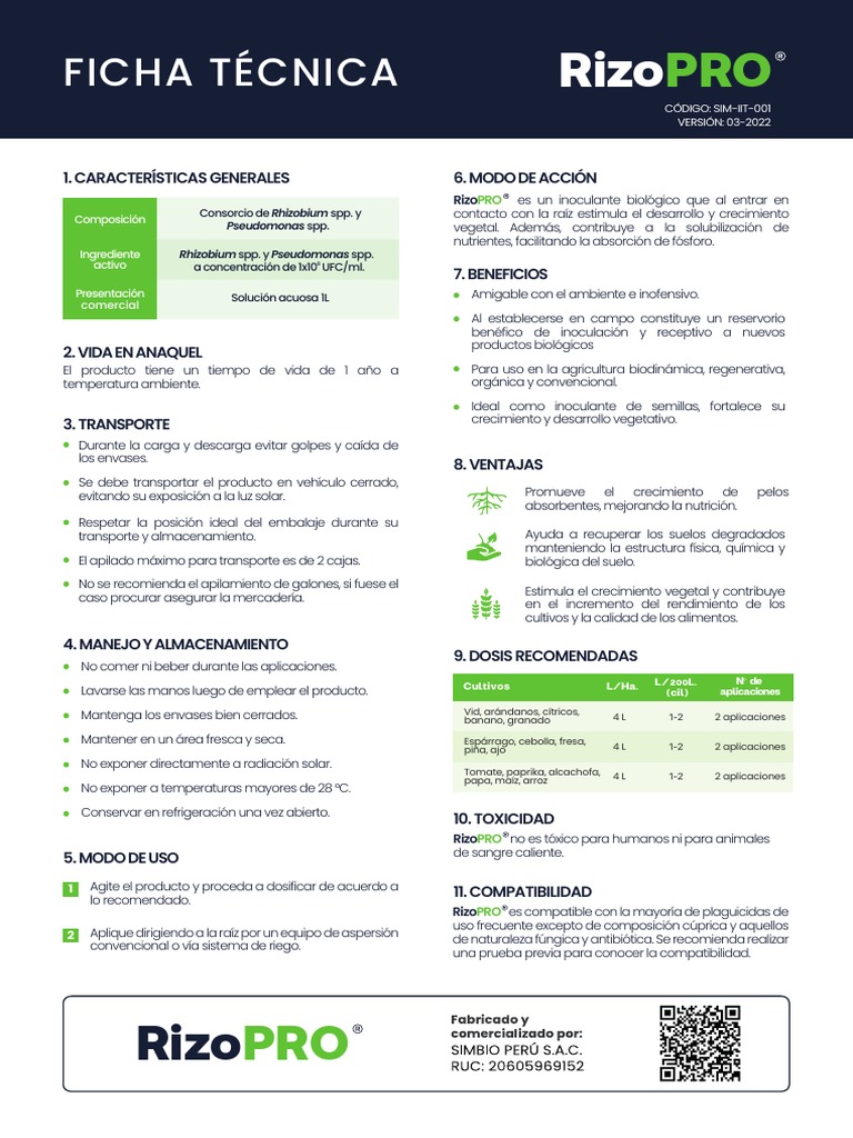 Ficha Técnica RizoPRO | PDF | Agricultura