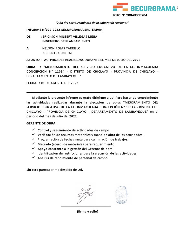 Informe de Actividades 2 | PDF