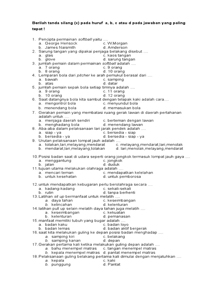 Pjok Kelas 6 Mid Semester | PDF