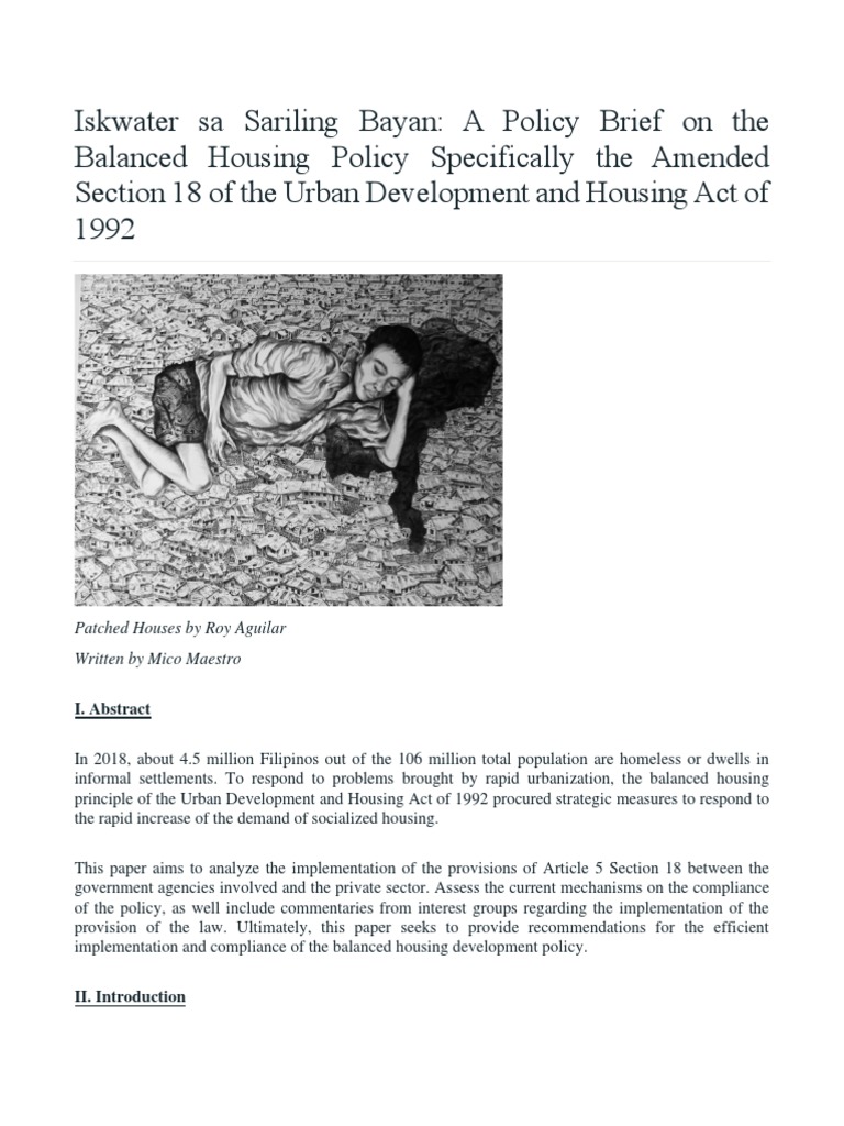 Iskwater Sa Sariling Bayan | PDF | Public Housing | Policy